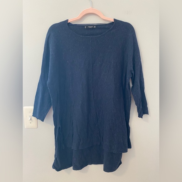 Mango | Tops | Mango Basics Blue Sparkle Oversized 34 Sleeve Tunic ...
